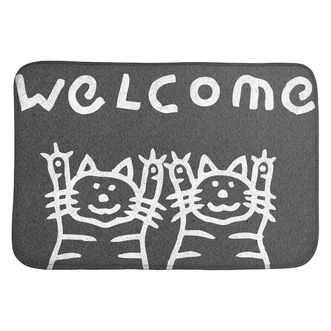 Коврик для входной двери 2 кота Welcome! (серый) (MoiKovrik) купить по ...